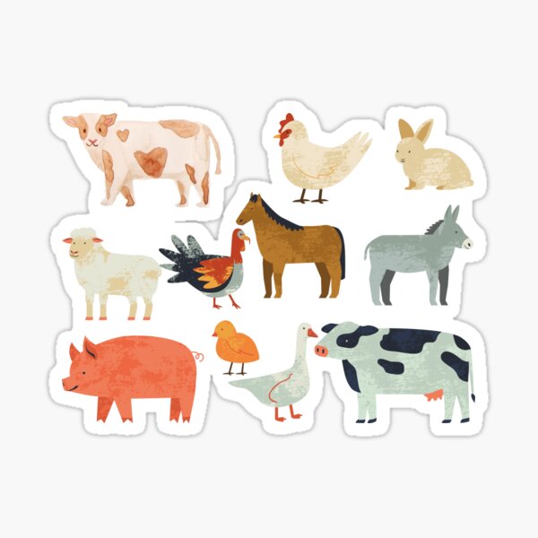 "Cute Farm Animals Pattern Blue Version" Sticker by SbMb2000 | Redbubble