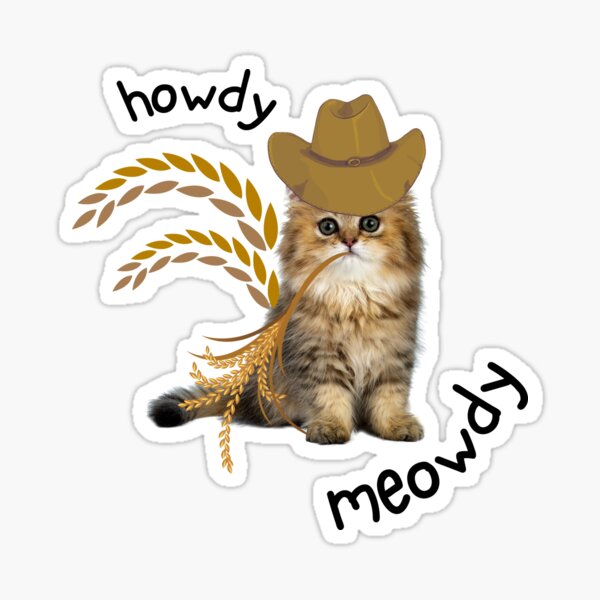 "Howdy Meowdy Cat Meowdy Taxas Cat Meme" Sticker for Sale by ...