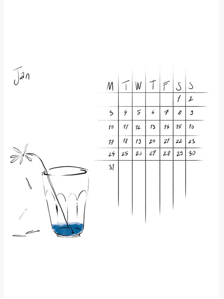 "2022 calendar - January digital drawing " Sticker for Sale by ...