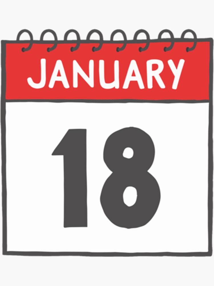 "January 18th Daily Calendar Page Illustration " Sticker for Sale by ...