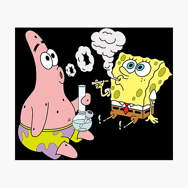 "Spongebob and Patrick Smoking Weed Cannabis Cartoon Art" Photographic ...