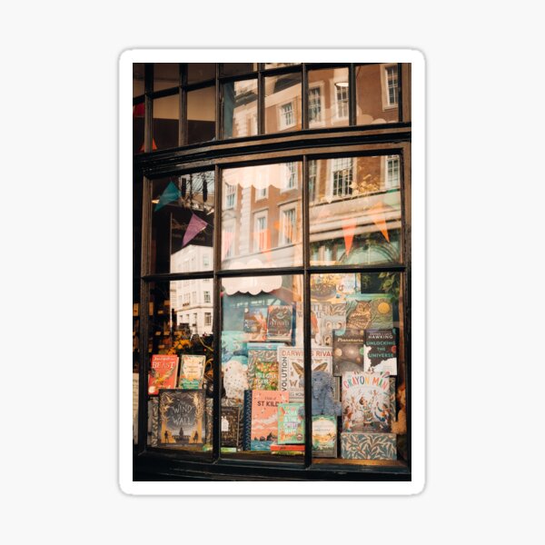 "bookstore window in london" Sticker for Sale by diaryofabean | Redbubble