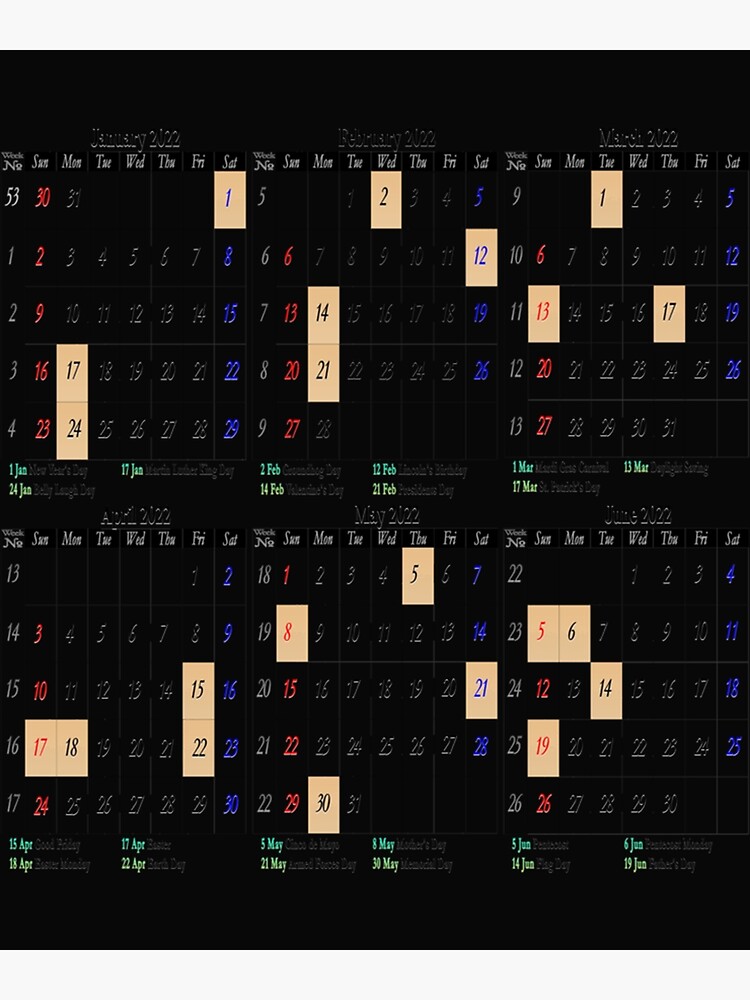 "January, February, March, April, May, and June 2022 (32) Calendar with ...