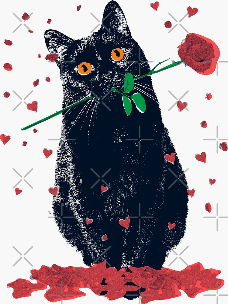 "Black Cat Red Rose Petals Valentines Day Gifts for Boys Girls Official ...