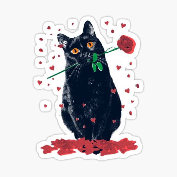 "Black Cat Red Rose Petals Valentines Day Gifts for Boys Girls Official ...