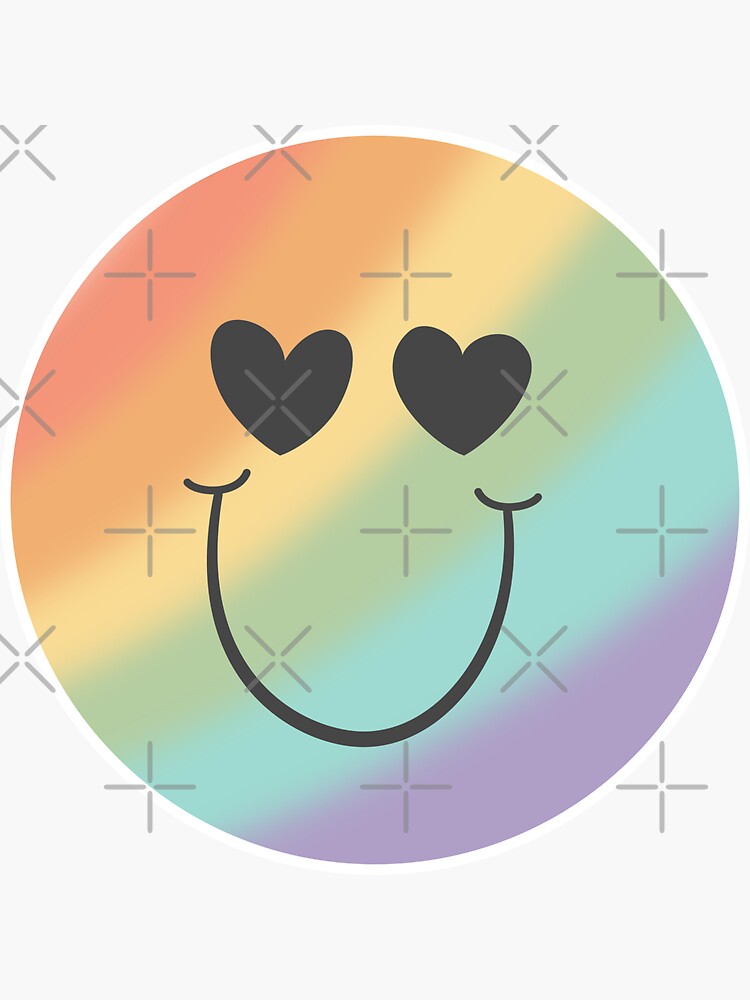"Blurry Rainbow Gay Pride Rave Smiley Face - Black" Sticker by Gay ...