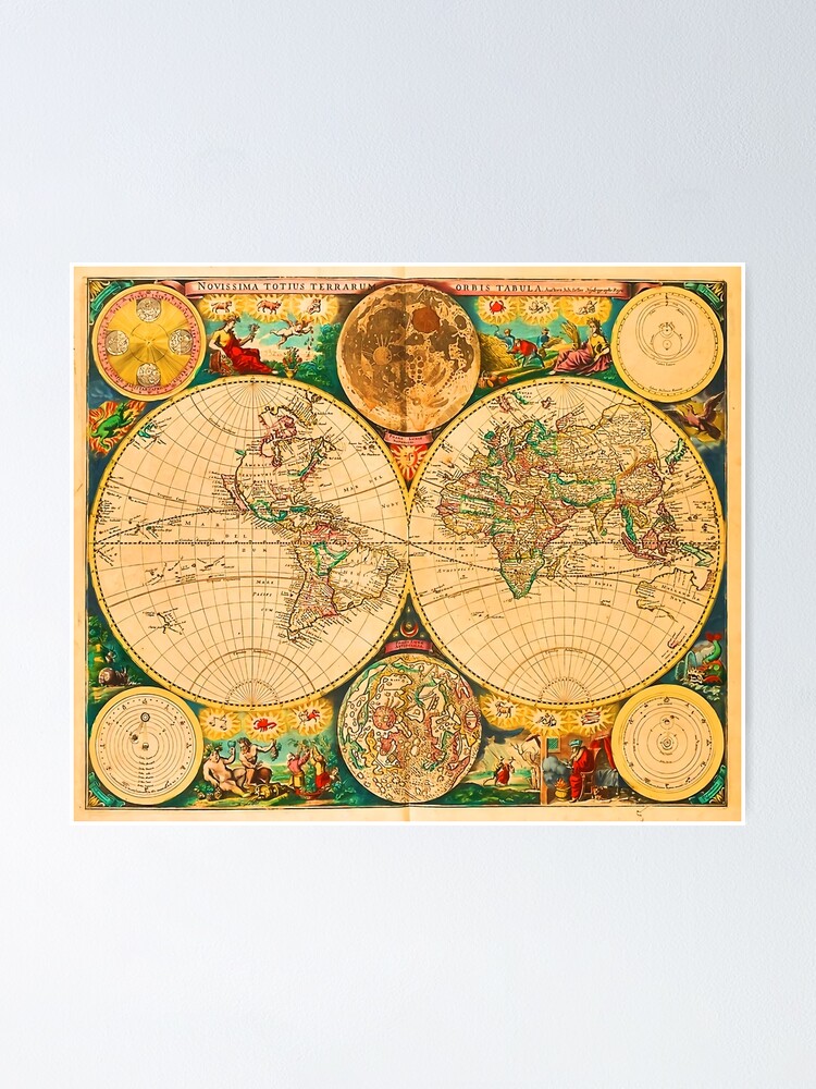 "Vintage Map Of The World (1672)" Poster for Sale by Johntowe | Redbubble
