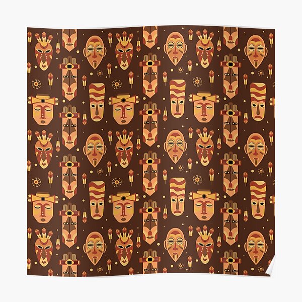 "Tribal African Masks Pattern Design For Black History Month" Poster by ...