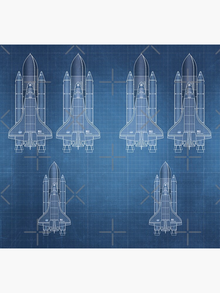 NASA Space Shuttle Blueprint In High Resolution (light Blue) Socks