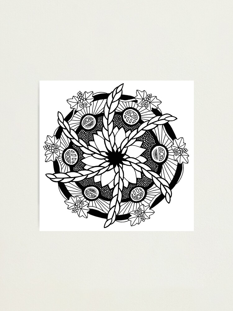 "Lughnasadh Mandala Hand Drawn Ink Design Pagan Wheel Of The Year ...