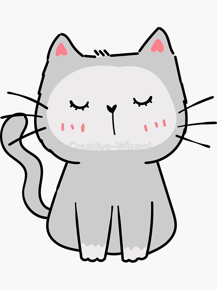 "Cute silent Cat/ Kitten meditating ...:)" Sticker for Sale by Creative ...