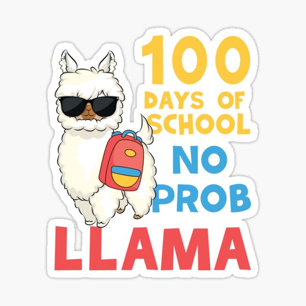 "Llama 100 Days Of School No Prob - Essential T-Shirt" Sticker for Sale ...