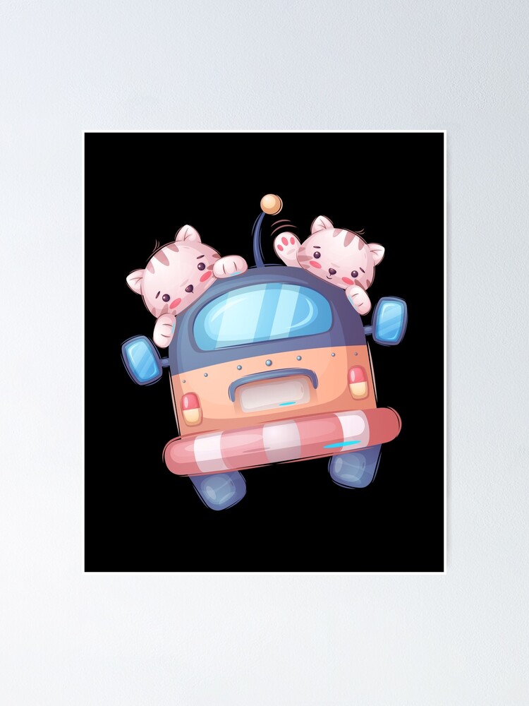 "cat driving a car sticker" Poster for Sale by HYPERSHIRT | Redbubble