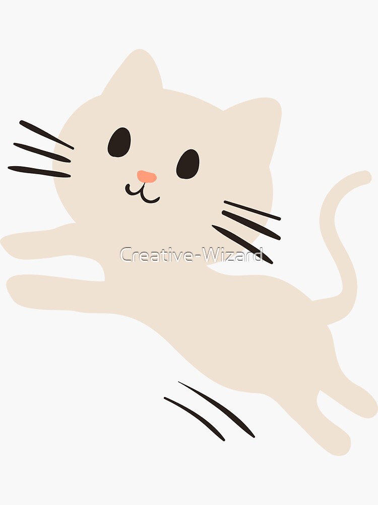 "Cute Happy Cat/ Kitten hopping in Joy...:)" Sticker by Creative-Wizard ...