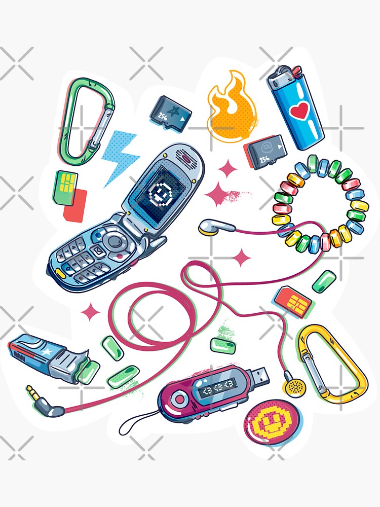 "Colorful Retro 2000s pattern" Sticker for Sale by grafikis | Redbubble