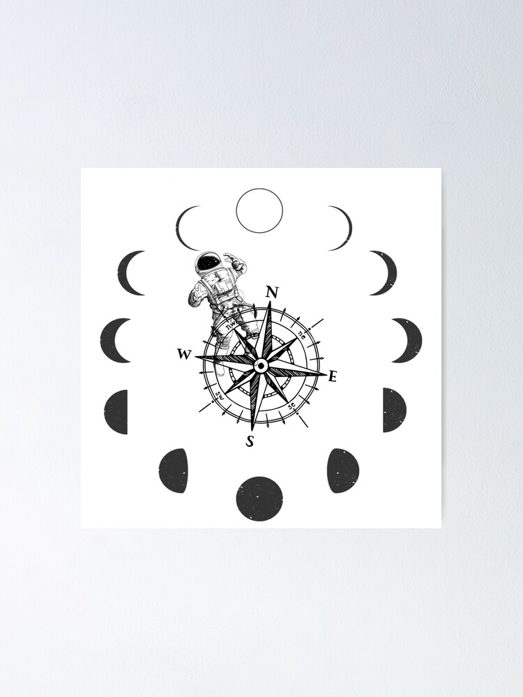 "Compass Gravity Moon" Poster for Sale by ChillZoneShop | Redbubble