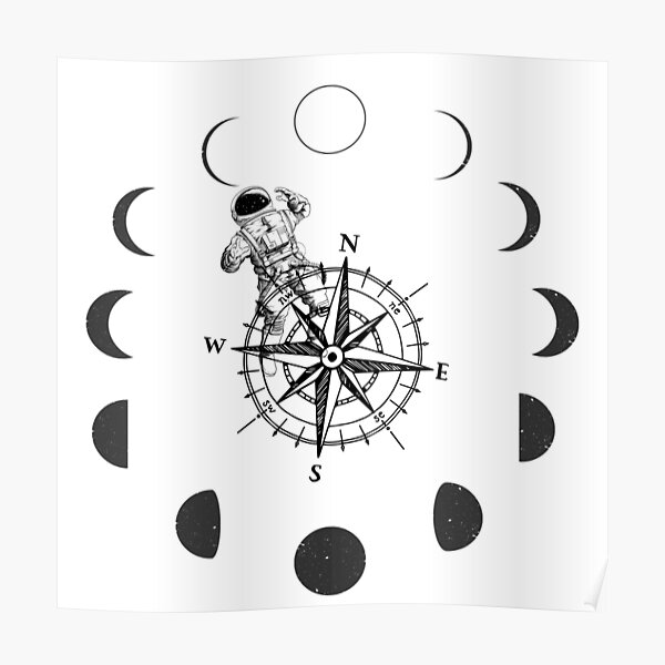 "Compass Gravity Moon" Poster for Sale by ChillZoneShop | Redbubble