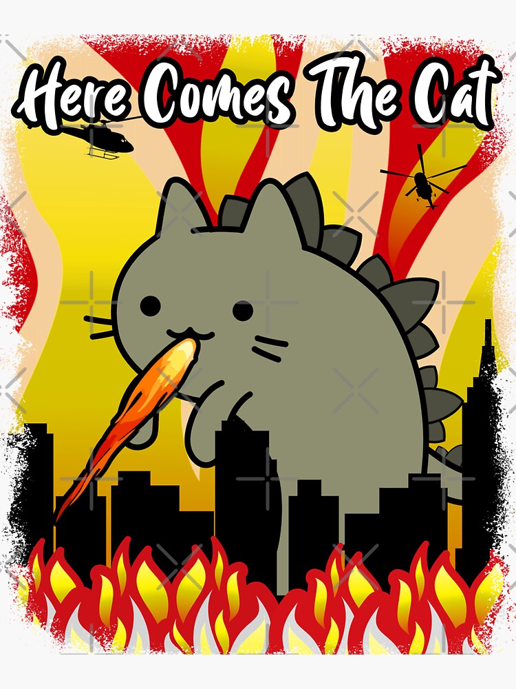 "here comes the Cat Kaiju King Neko" Sticker for Sale by GlanceCat ...