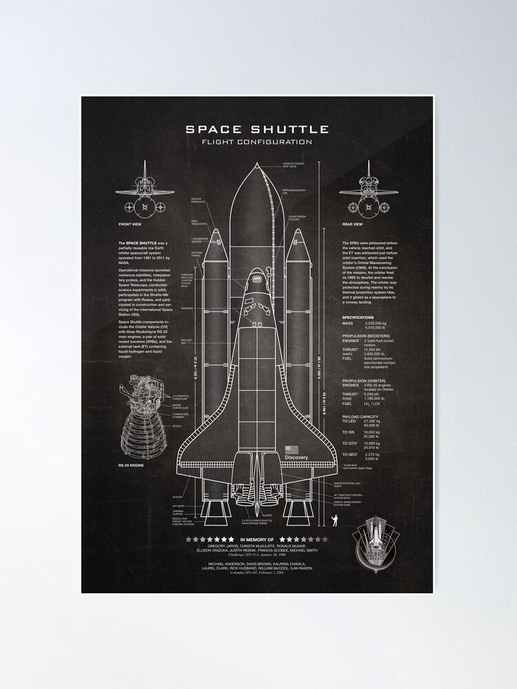 "NASA Space Shuttle Blueprint in High Resolution (chalkboard black ...