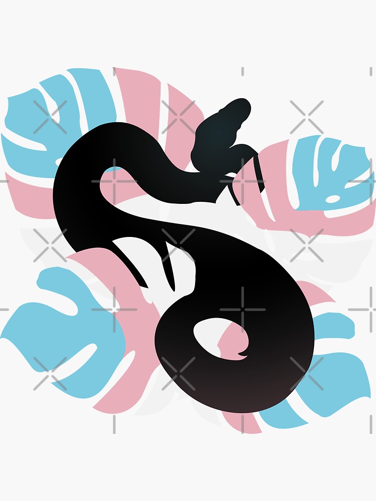 "Snake in Trans Pride Colour Monstera Leaves" Sticker by Nerdynoods ...