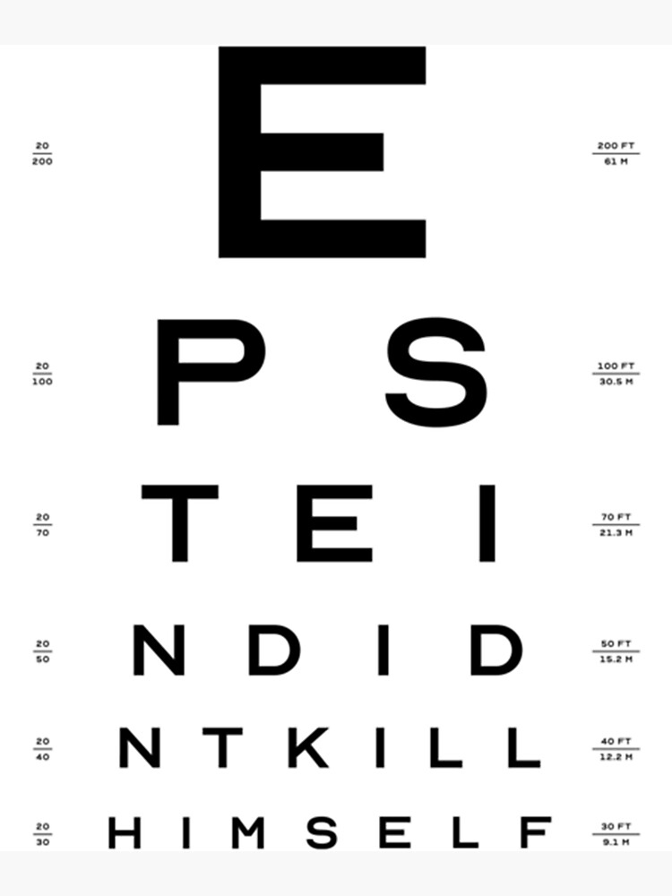 "EPSTEIN DIDNT KILL HIMSELF - EYE CHART " Poster by XMakena | Redbubble