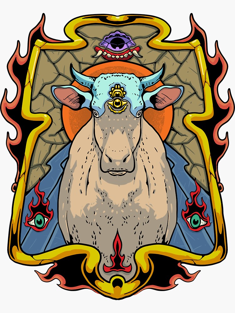 "Satanic Cow" Sticker by wozzobstudios | Redbubble