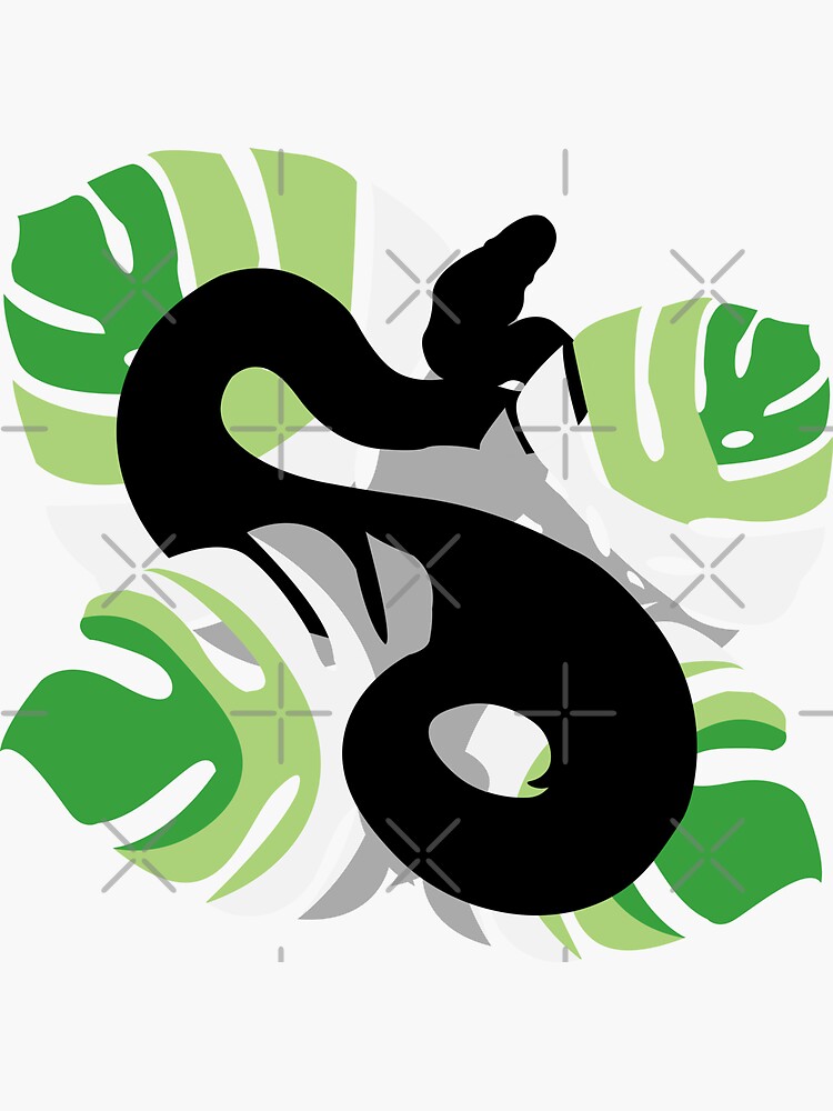 "Snake in Aromantic Pride Colour Monstera Leaves Four Colour" Sticker ...