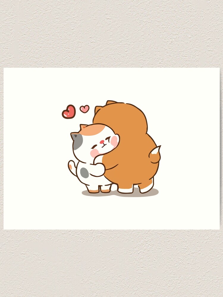 "Tonton Friends hug | Yuta and Bella" Art Print by Mochi-Animals ...