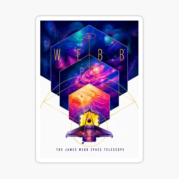 "James Webb Space Telescope, NASA/JPL poster" Sticker by SynthWave1950 ...
