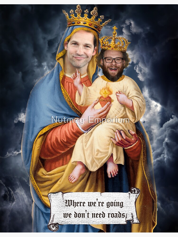 "Paul Rudd holding baby Seth Rogen" Sticker for Sale by Nutmeg-Emporium ...