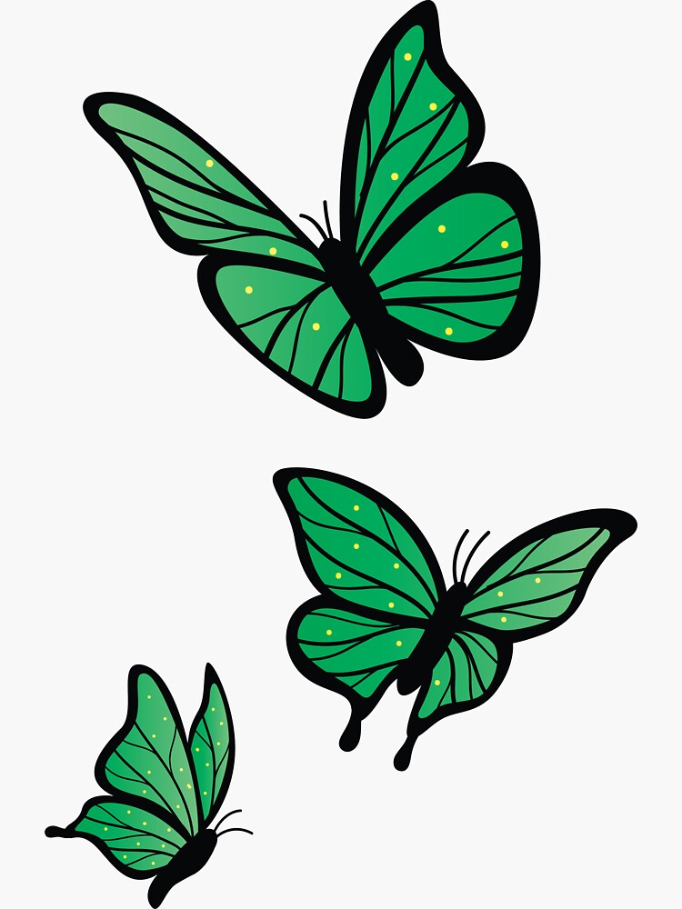 "Pastel Green Butterflies" Sticker by Chafy | Redbubble