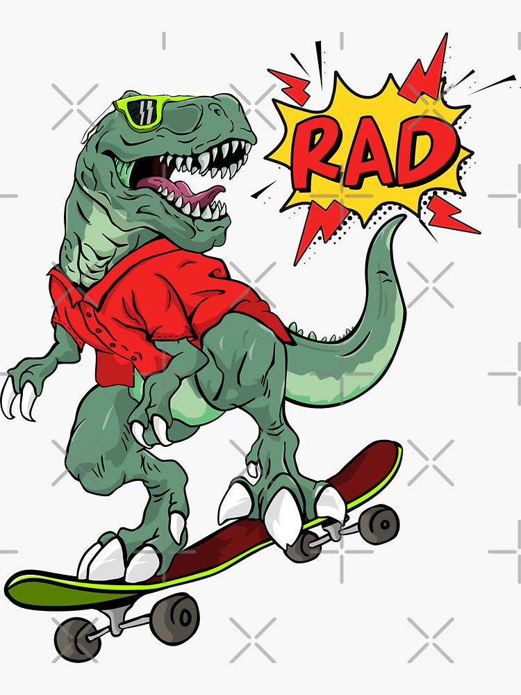 "Rad T-Rex Skateboard Dinosaur" Sticker for Sale by itorok | Redbubble