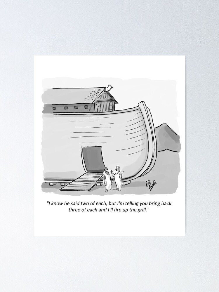 "Funny Noah's Ark Cartoon" Poster by abbottoons | Redbubble