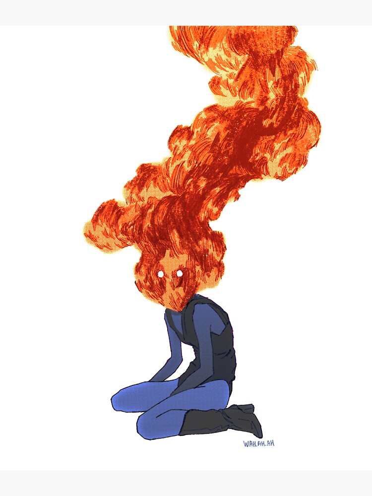 "Fire Head" Sticker by real-wahahah | Redbubble