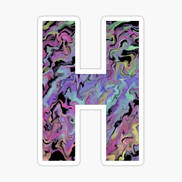 "Letter H Sticker; Acrylic Pour Effect Pattern Sticker" Sticker for ...