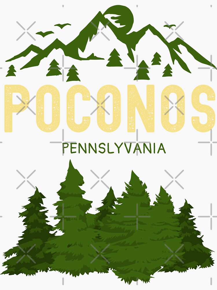 " Vintage Poconos Pennysylvania Typography and illustration " Sticker ...