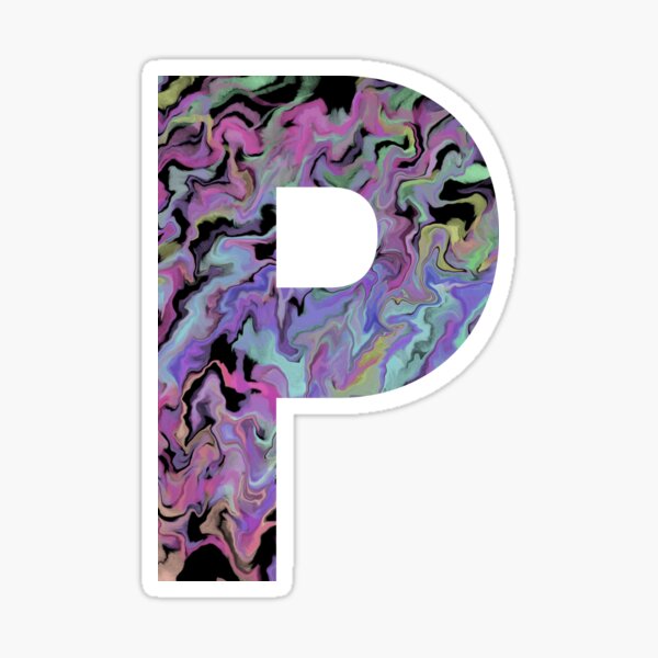 "Letter P Sticker; Acrylic Pour Effect Pattern Sticker" Sticker for ...