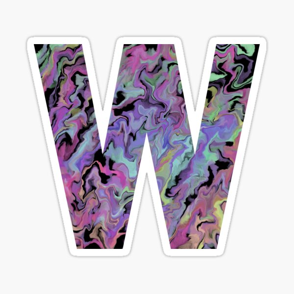 "Letter W Sticker; Acrylic Pour Effect Pattern Sticker" Sticker for ...