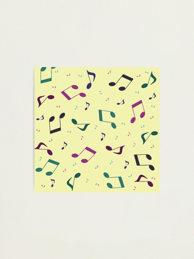 Lámina fotográfica «Notas musicales de colores pastel» de ...