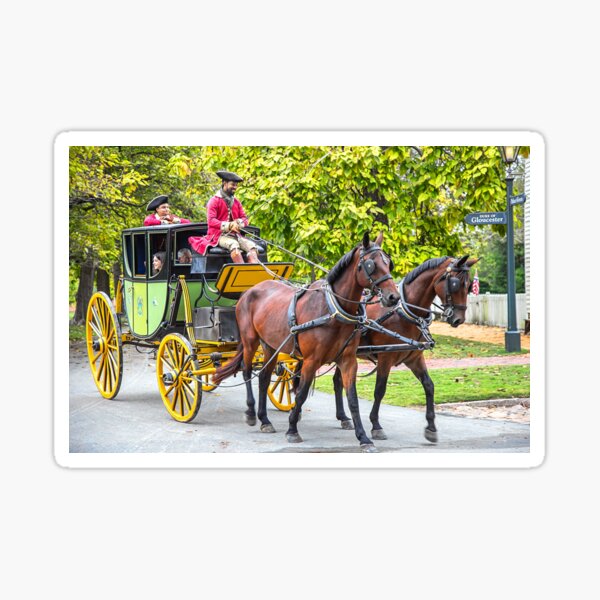 "USA. Virginia. Colonial Williamsburg. Horse-drawn Carriage. " Sticker ...