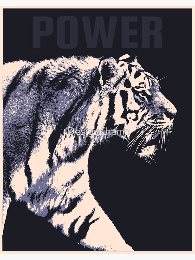 "Tiger | Power" Sticker by DesignChamp | Redbubble