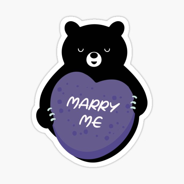 "Marry me Cute Bear with a purple heart" Sticker by Mariokao | Redbubble