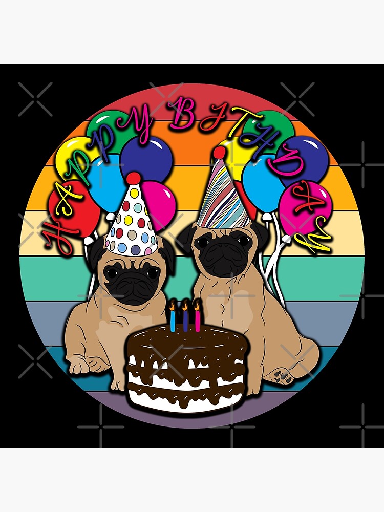 "Happy birthday distressed retro sunset funny dog design gift idea ...