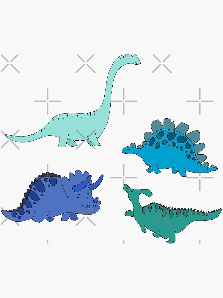 "Dinosaur sticker pack (Blue)" Sticker by Danis-designs- | Redbubble