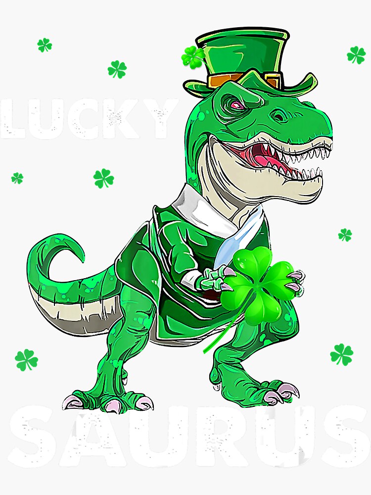 "St Patrex Funny Irish T-Rex St Patricks Day Dino Boy Kids" Sticker for ...