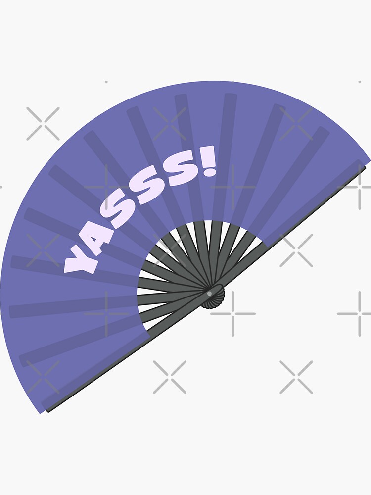 "Funny Purple YASSS Hand Fan" Sticker for Sale by Gay-Koala | Redbubble