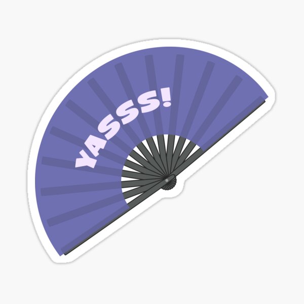 "Funny Purple YASSS Hand Fan" Sticker for Sale by Gay-Koala | Redbubble