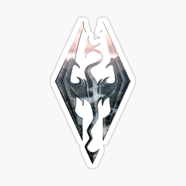 "Skyrim Logo with Mountain Background Classic T-Shirt" Sticker for Sale ...