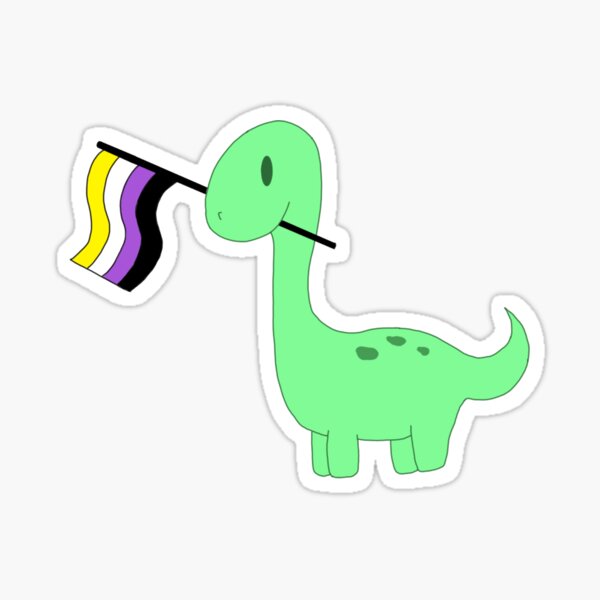 "Non-Binary Pride Dino" Sticker by meeka-mo0 | Redbubble