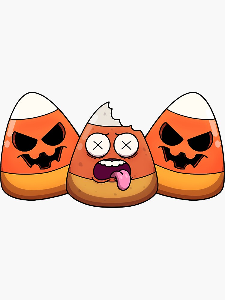 "Scary And Evil Candy Corns " Sticker for Sale by ckmkoezg | Redbubble